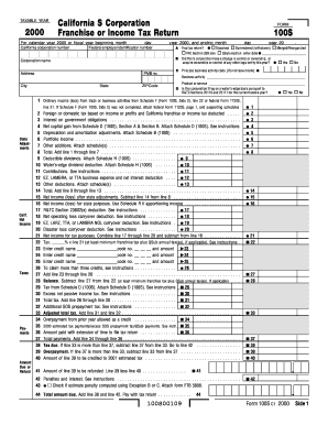 Fillable Online ftb ca Form 100S - 2000 California S Corporation ...