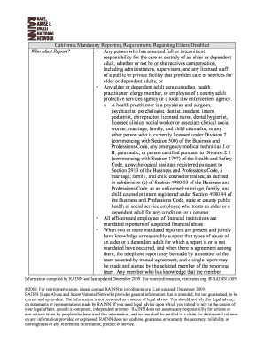 Fillable Online California Mandatory Reporting Requirements Regarding ...