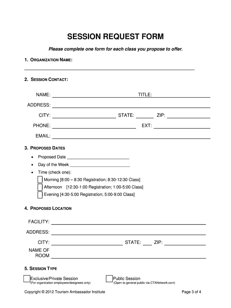 Hosting On-site CTA Classes - Blank Fillable Template | Fill Out, Print ...