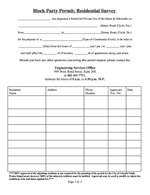 Fillable Online lincoln ne Residential Block Party Permit Application ...