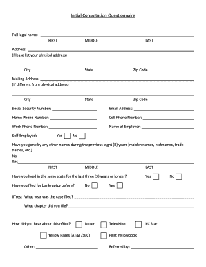 Fillable Online Initial Consultation Questionnaire Fax Email Print ...
