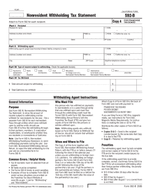 Fillable Online ftb ca 2005 Nonresident Withholding Tax Statement ...