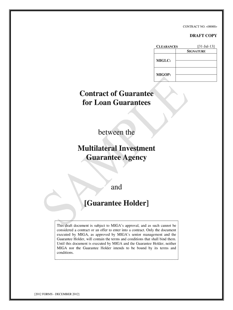 Fillable Online miga Contract of Guarantee for Loan Guarantees ...