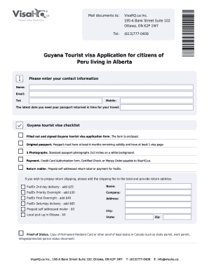 Fillable Online guyana visahq Guyana Visa Application for Citizens of Peru. Guyana Visa ...