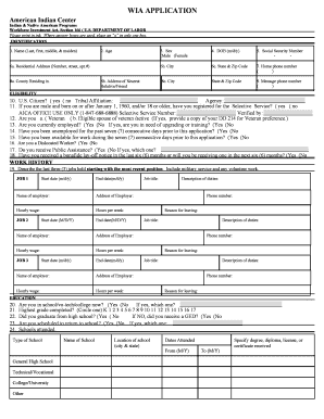 Fillable Online WIA APPLICATION - American Indian Center of Arkansas ...