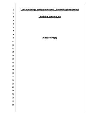 Fillable Online CaseHomePage Sample Electronic Case Management Order ...
