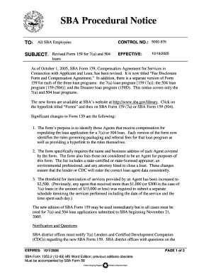 Fillable Online SUBJECT: Revised Form 159 for 7(a) and 504 Fax Email ...