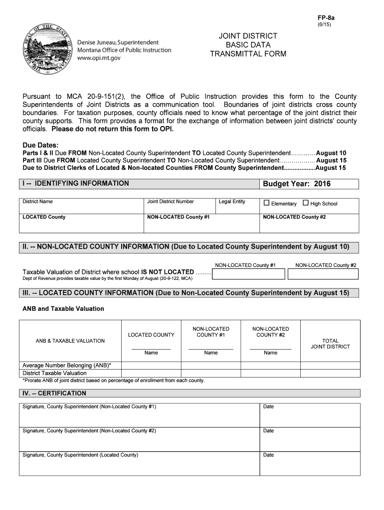 Fillable Online Opi Mt Joint District Basic Data Transmittal Form fillable-online-opi-mt-joint-district-basic-data-transmittal-form