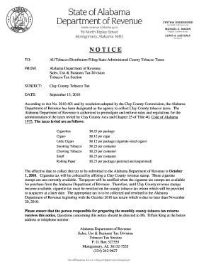 Fillable Online revenue alabama Notice Clay County 2010.doc. This form ...