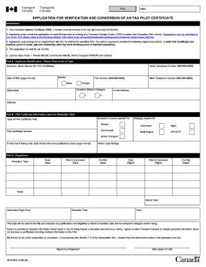 Fillable Online APPLICATION FOR VERIFICATION AND CONVERSION OF AN FAA PILOT CERTIFICATE SY 2013 ...