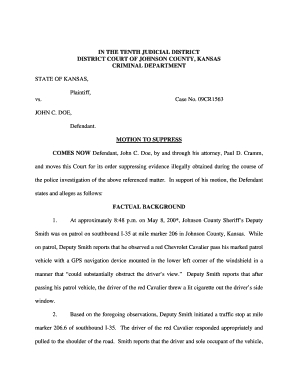 Fillable Online Suppression Motion 1DOC 98-CA-00192-SCT Fax Email Print ...