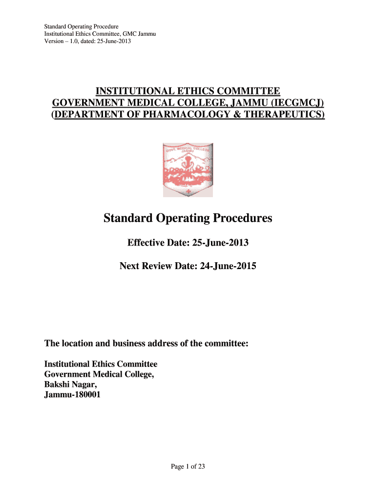 Fillable Online INSTITUTIONAL ETHICS COMMITTEE Fax Email Print - pdfFiller