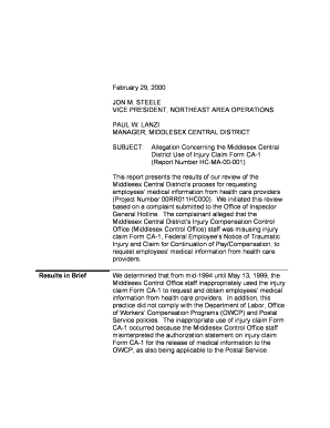 Fillable Online uspsoig HC-MA-00-001 Allegation Concerning the ...