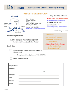 Fillable Online 2014 Alaska Cross-Industry Survey Order Form - Milliman ...