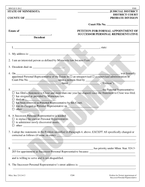 Fillable Online minncle Petition For Formal Appointment Of Successor ...