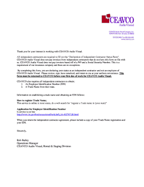 Fillable Online Declaration of Independent Contractor Status Form Fax ...