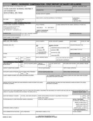 Fillable Online tatecountyschools First Report of Injury or Illness ...