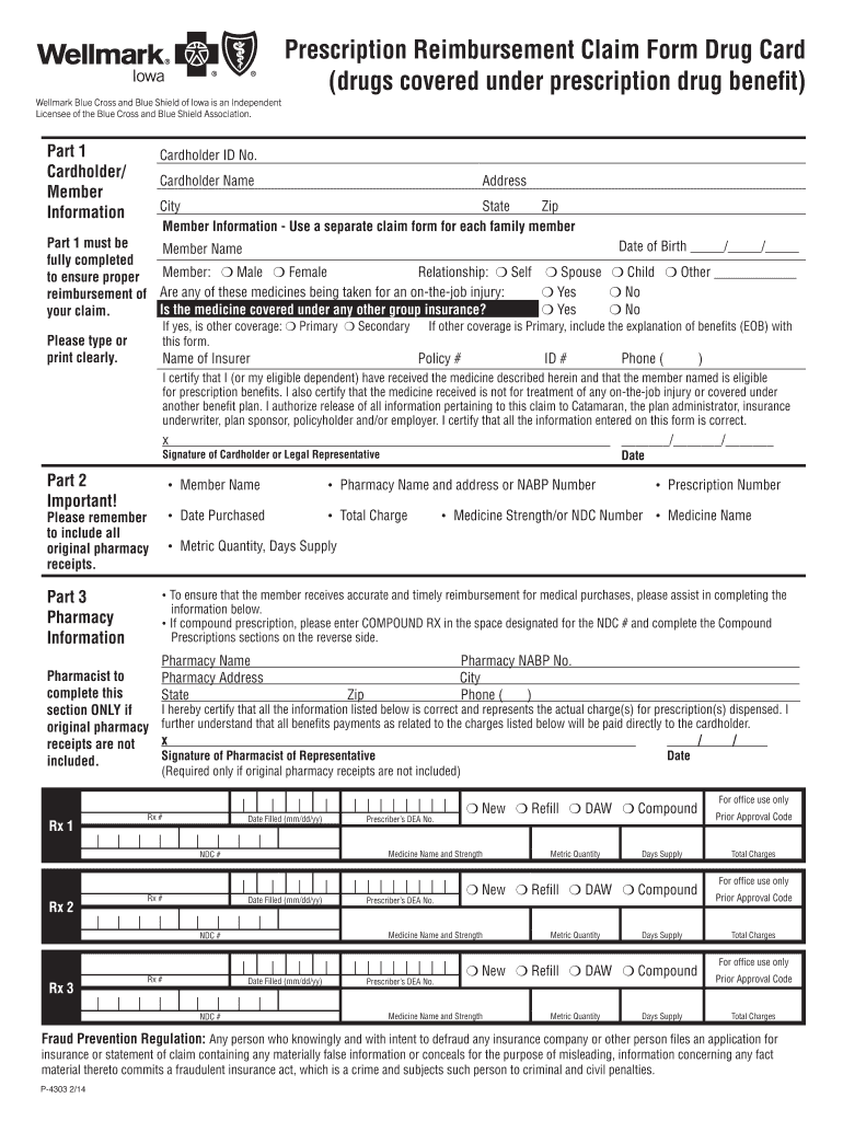 Fillable Online act Prescription Reimbursement Claim Form Drug Card Fax ...