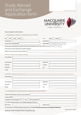 Fillable Online hsutx Study Abroad and Exchange Application form REPRESENTATIVE STAMP Please use ...