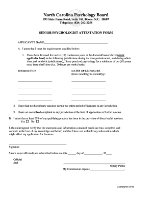 Fillable Online ncpsychologyboard Senior psychologist attestation form ...