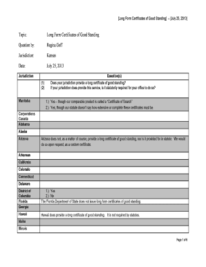 Fillable Online iaca Long Form Certificates of Good Standing Fax Email ...
