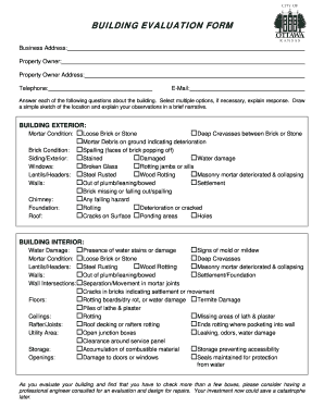 Fillable Online BUILDING EVALUATION FORM Fax Email Print - pdfFiller