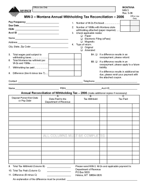 Fillable Online revenue mt Clear Form MONTANA MW-3 Rev - revenue mt Fax ...