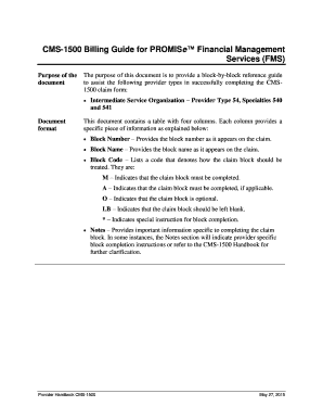 Fillable Online dpw state pa CMS-1500 Billing Guide for PROMISe ...
