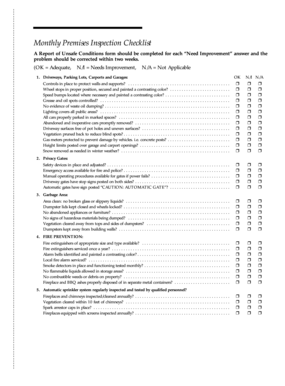 Fillable Online Monthly Premises Inspection Checklist Fax Email Print ...