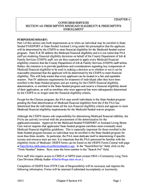 Fillable Online SECTION 4-6: PRESUMPTIVE MEDICAID ELIGIBILITY & PRESUMPTIVE Fax Email Print ...
