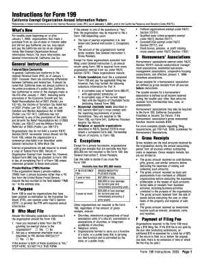 Fillable Online ftb ca Form 199 - 2003 Instructions - California ...