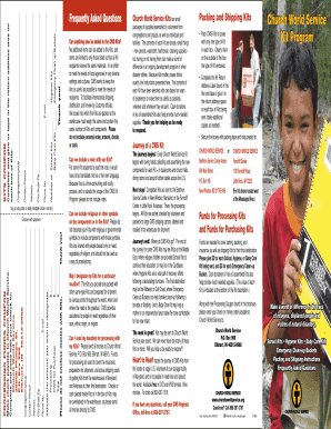 Fillable Online ocucc Church World Service Kit Program Church World ...