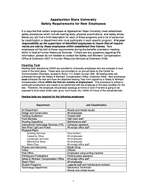 Fillable Online hrs appstate Safety Requirements for New Employees - hrs appstate Fax Email ...