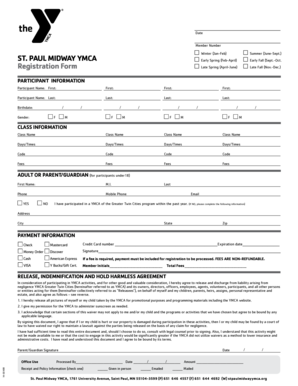 Fillable Online ymcatwincities ST. PAUL MIDWAY YMCA Registration Form ...