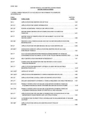 Fillable Online MOTOR VEHICLE AND DRIVER LICENSE FORMS Fax Email Print ...