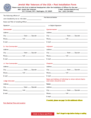 Fillable Online Post Installation Form - Jewish War Veterans of the ...