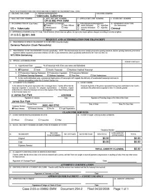 Fillable Online CJA 24 - Authorization and Voucher for Payment of Transcript PDF Conversion ...