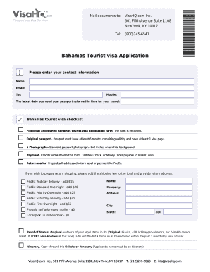 Fillable Online Bahamas Tourist visa Application - Bahamas Visa ...
