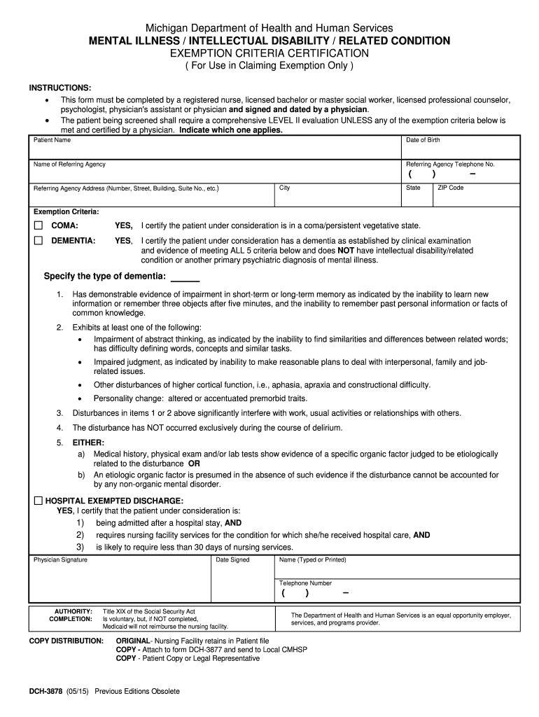 Fillable Online michigan EXEMPTION CRITERIA CERTIFICATION - michigan ...