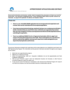 Fillable Online APPRENTICESHIP APPLICATION AND CONTRACT - Education ...