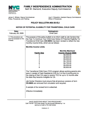 Fillable Online POLICY BULLETIN #09-20-ELI Fax Email Print - pdfFiller