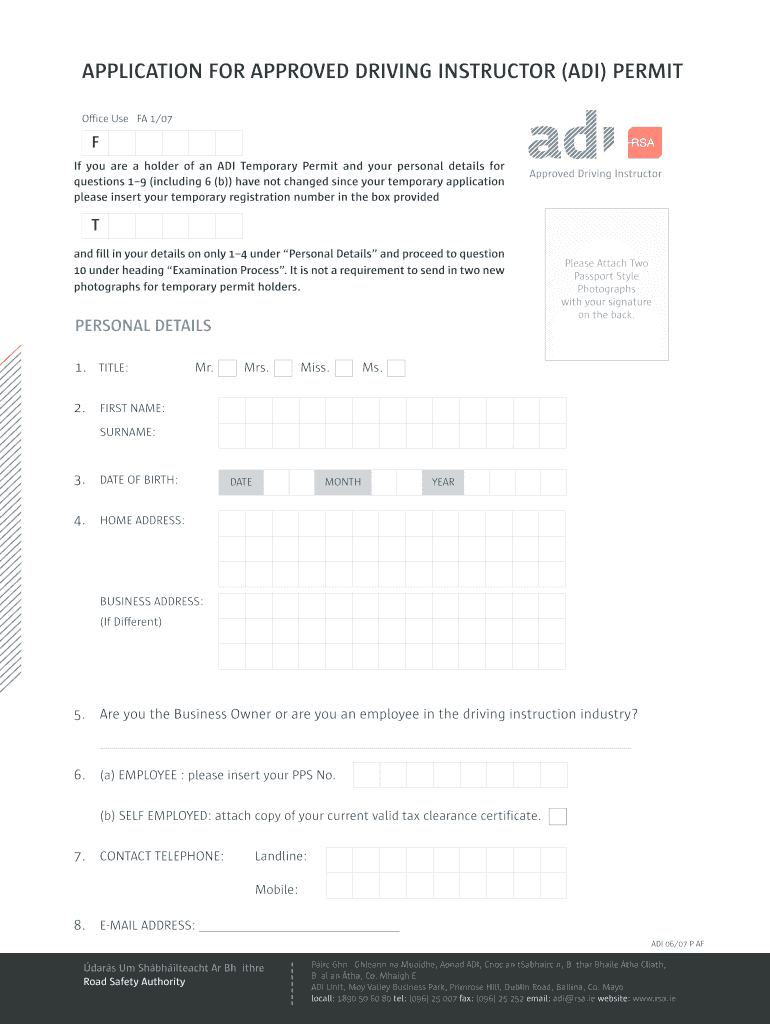 Fillable Online 37274 RSA ADI P AF37196 RSA ADI APP Fax Email Print ...
