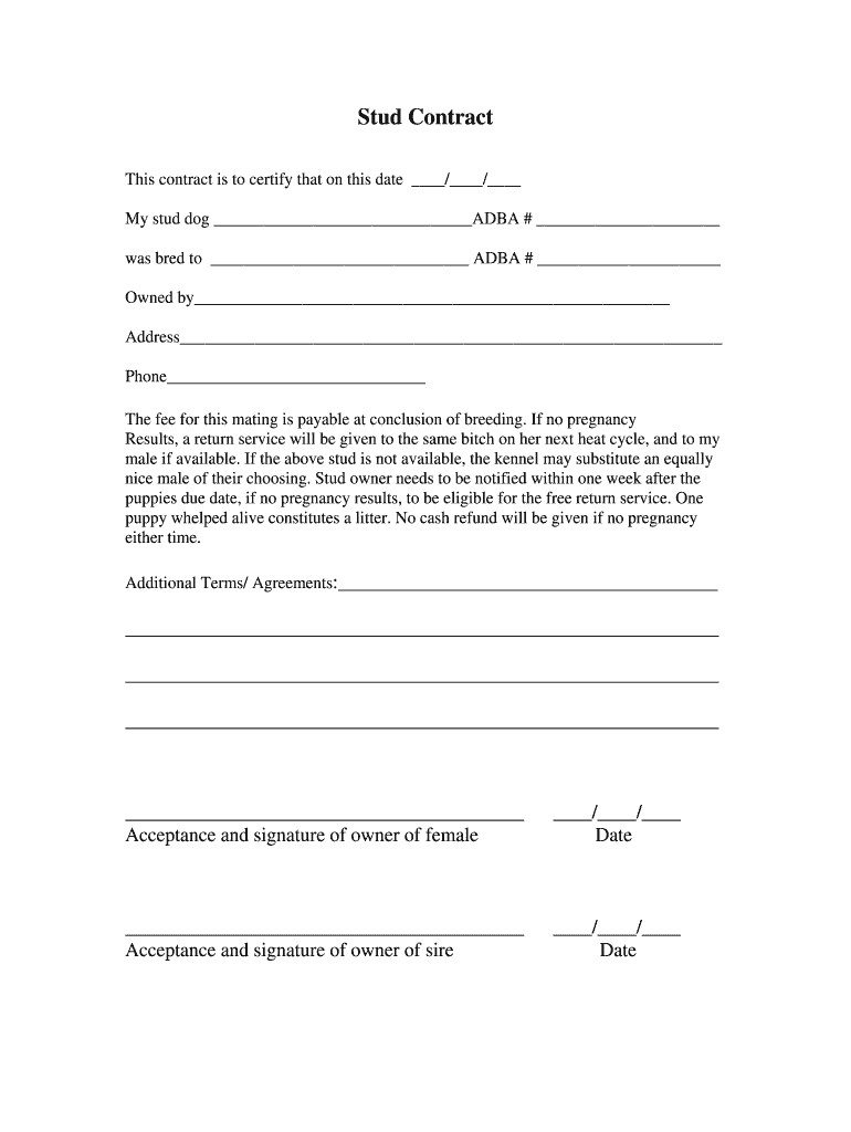Stallion Breeding Contract Templates