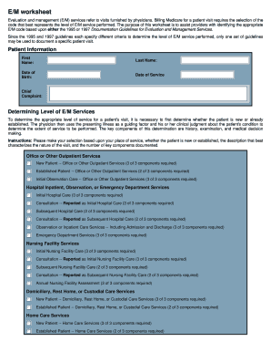 Fillable Online E/M worksheet Fax Email Print - pdfFiller