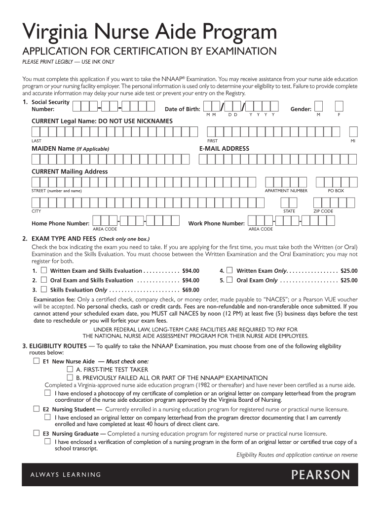 Fillable Online Virginia Nurse Aide Program Fax Email Print - pdfFiller