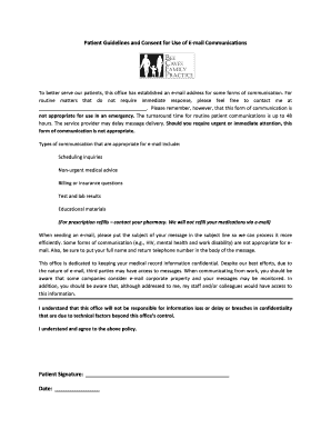 Fillable Online Patient Guidelines and Consent for Use of E-mail ...