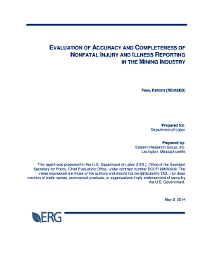 Fillable Online dol Evaluation of accuracy and completeness of nonfatal ...