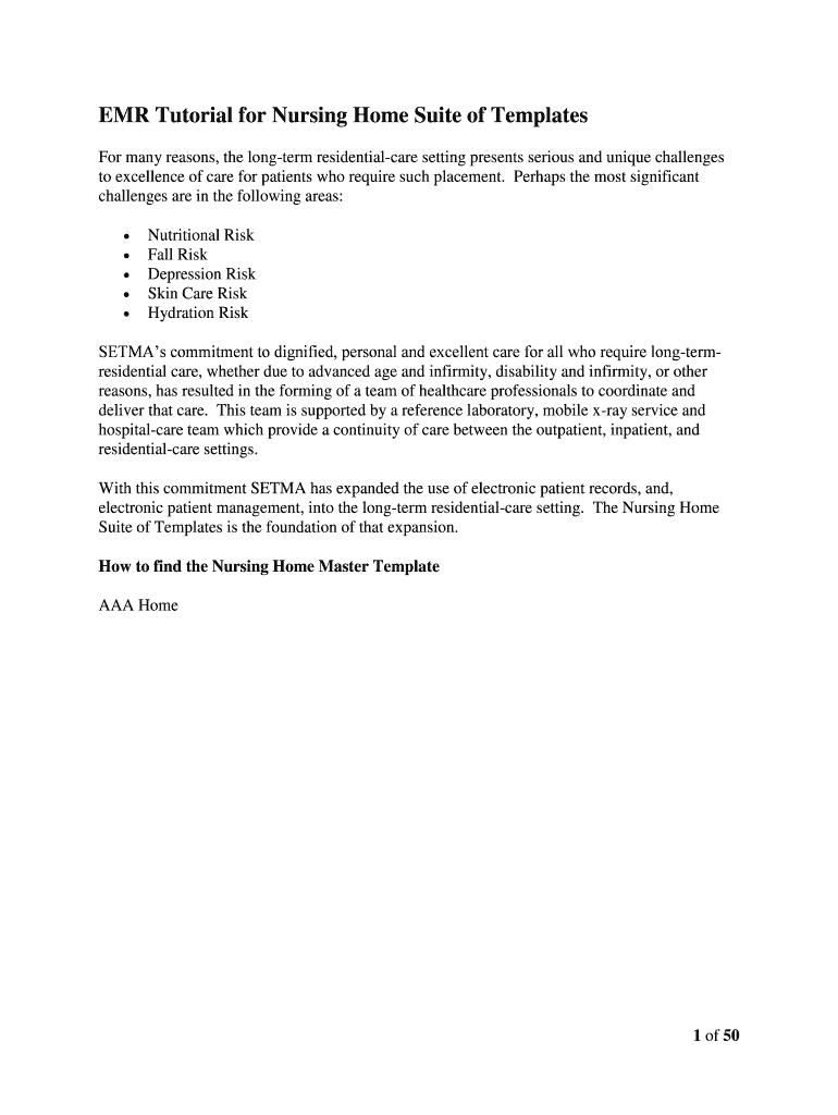 Fillable Online EMR Tutorial for Nursing Home Suite of Templates Fax ...