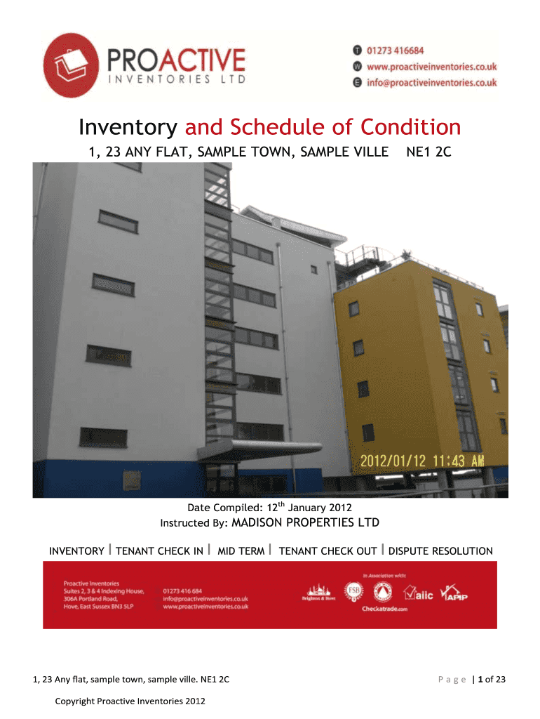 Fillable Online Inventory and Schedule of Condition Fax Email Print ...