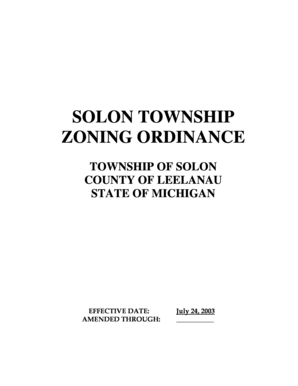 Fillable Online Zoning Ordinance - Solon Township Draft 3 BEGINNING PGS ...